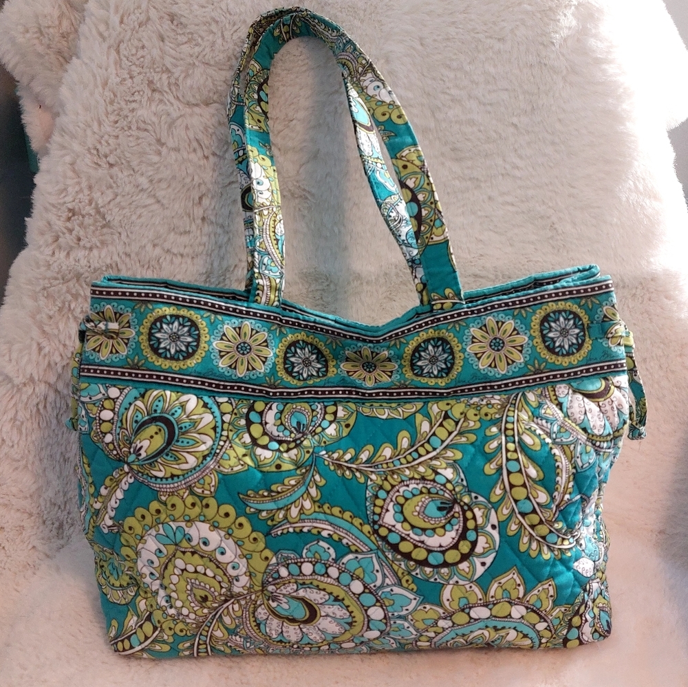 Vera Bradley Turquoise And Lime Peacock Paisley Side-… - Gem